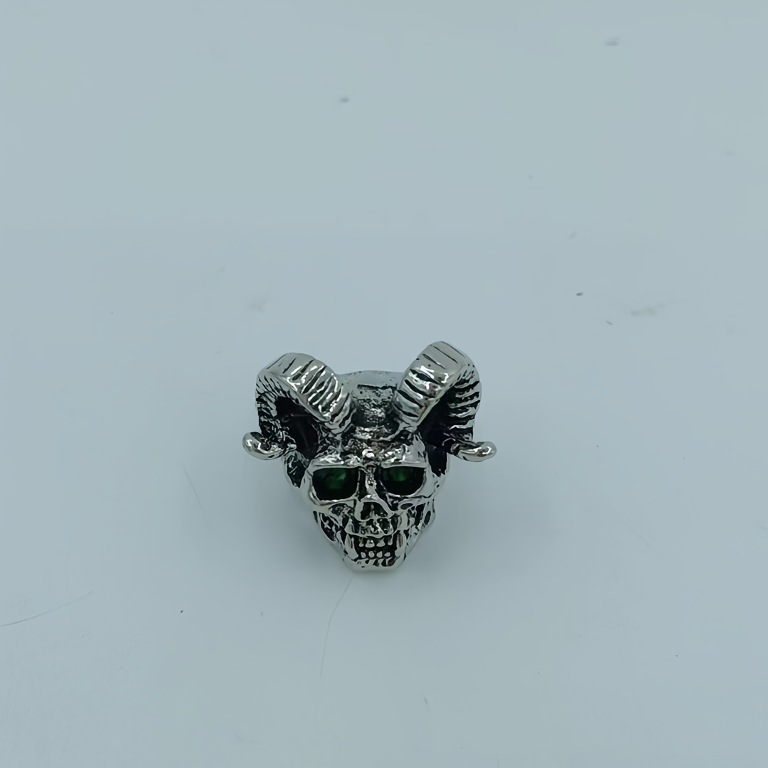 Vintage Punk Style Goat Head Skull Ring, Gothic Style Jewelry For Men ...