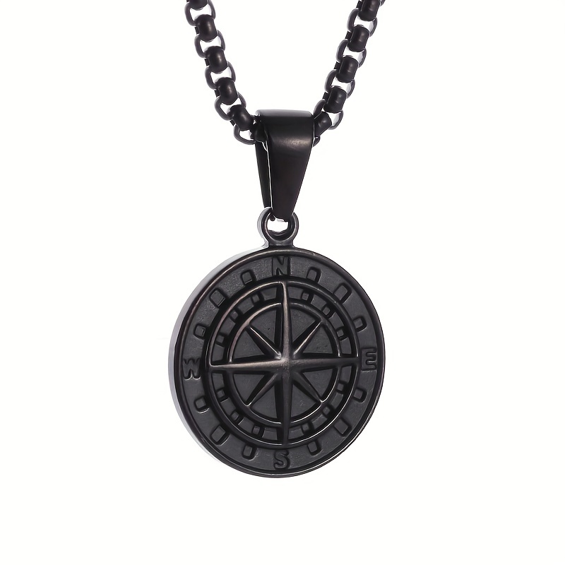 Stylish Handsome Casual Stainless Steel Compass Necklace For Men And ...