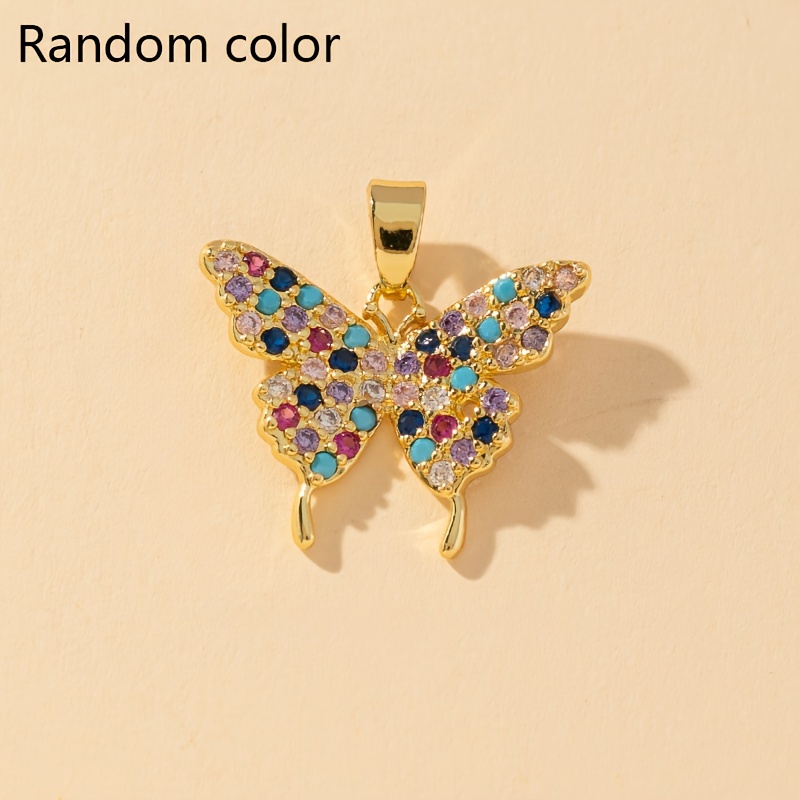 Iced Shiny Zircon Elegant Butterfly Charm Pendant Diy Animal - Temu ...