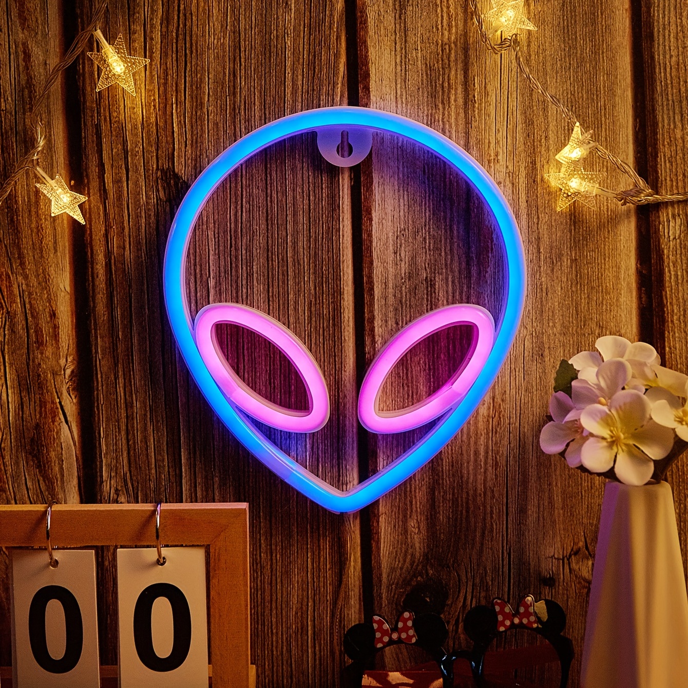 Light Home A Unique Led Neon Alien Sign Powered Usb 3*aa - Temu