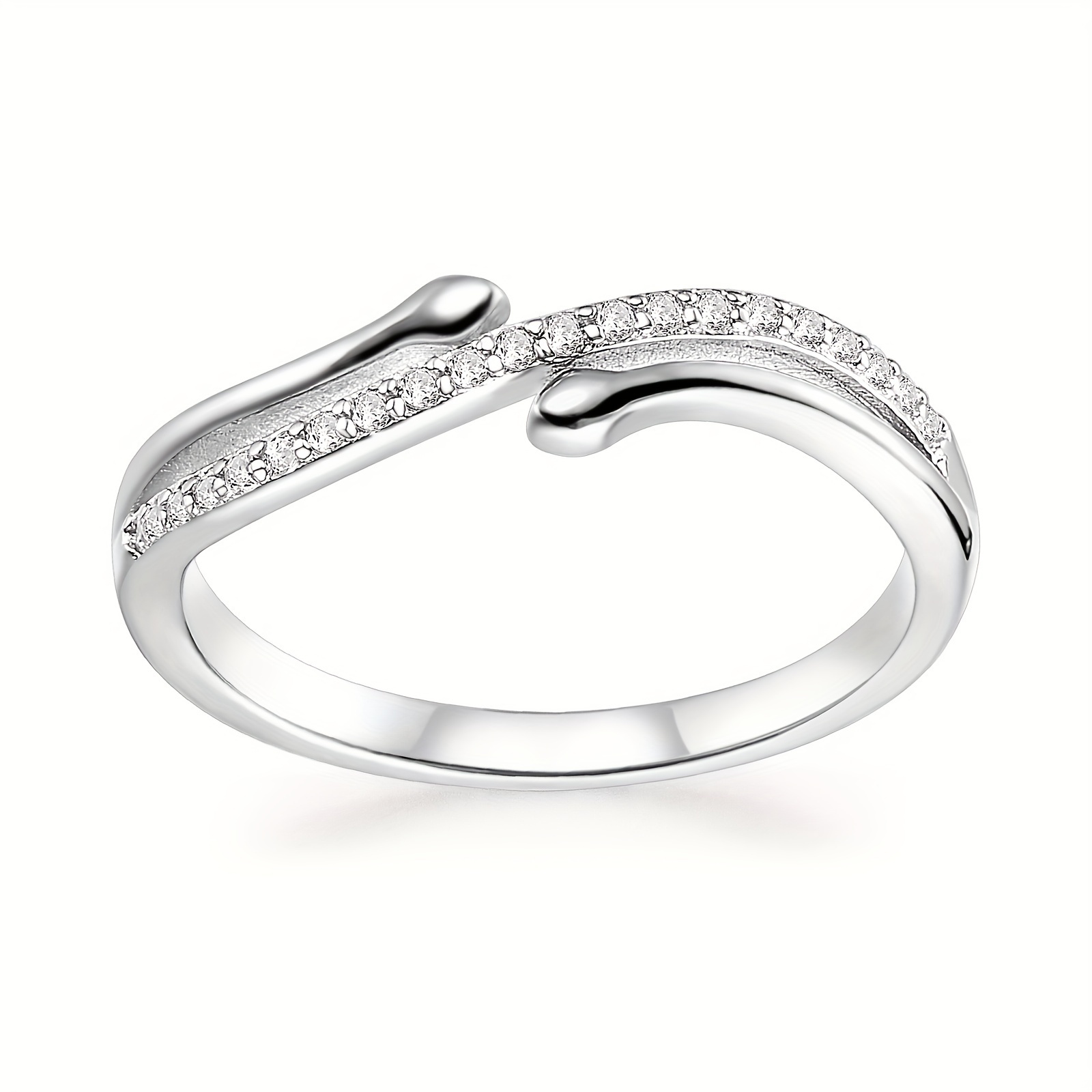 S925 Silver Cubic Zirconia Men's Ring Geometric Asymmetrical - Temu Canada