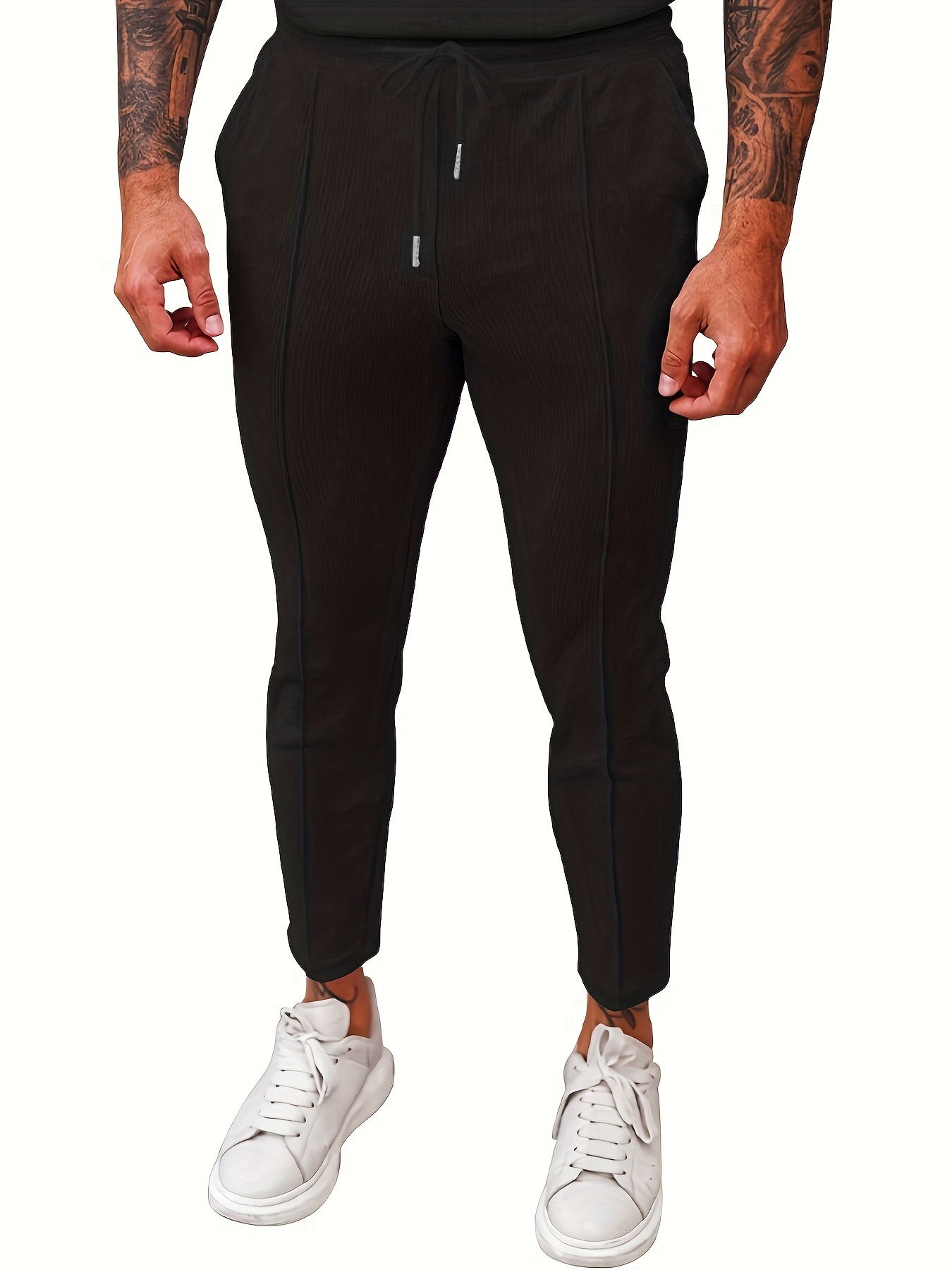 men's waffle pattern joggers casual waist drawstring stretch - Temu Canada