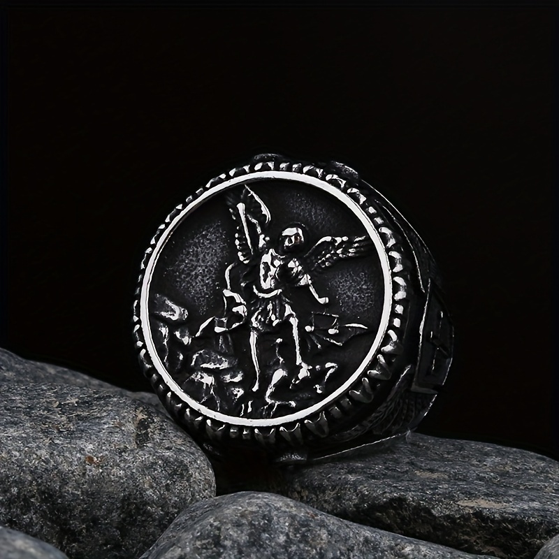 Stainless Steel Retro Saint Angel Risto Saint Angel Ring - Temu United ...