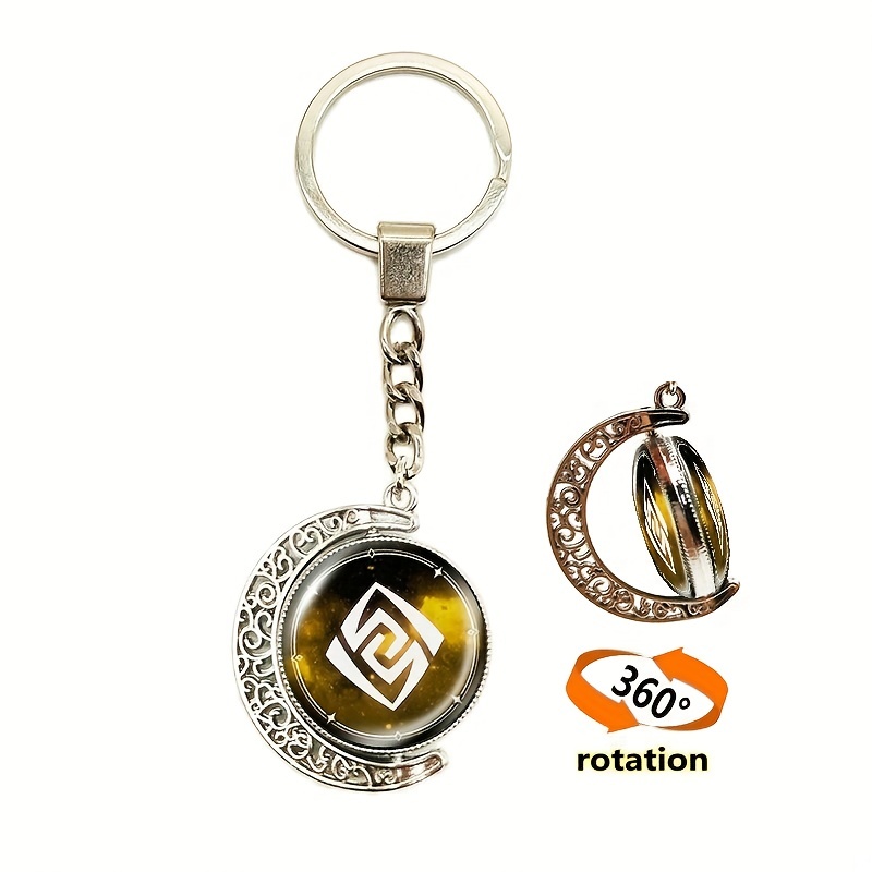 Moon Double Sided Rotating Keychain Car Interior Ornament - Temu Australia