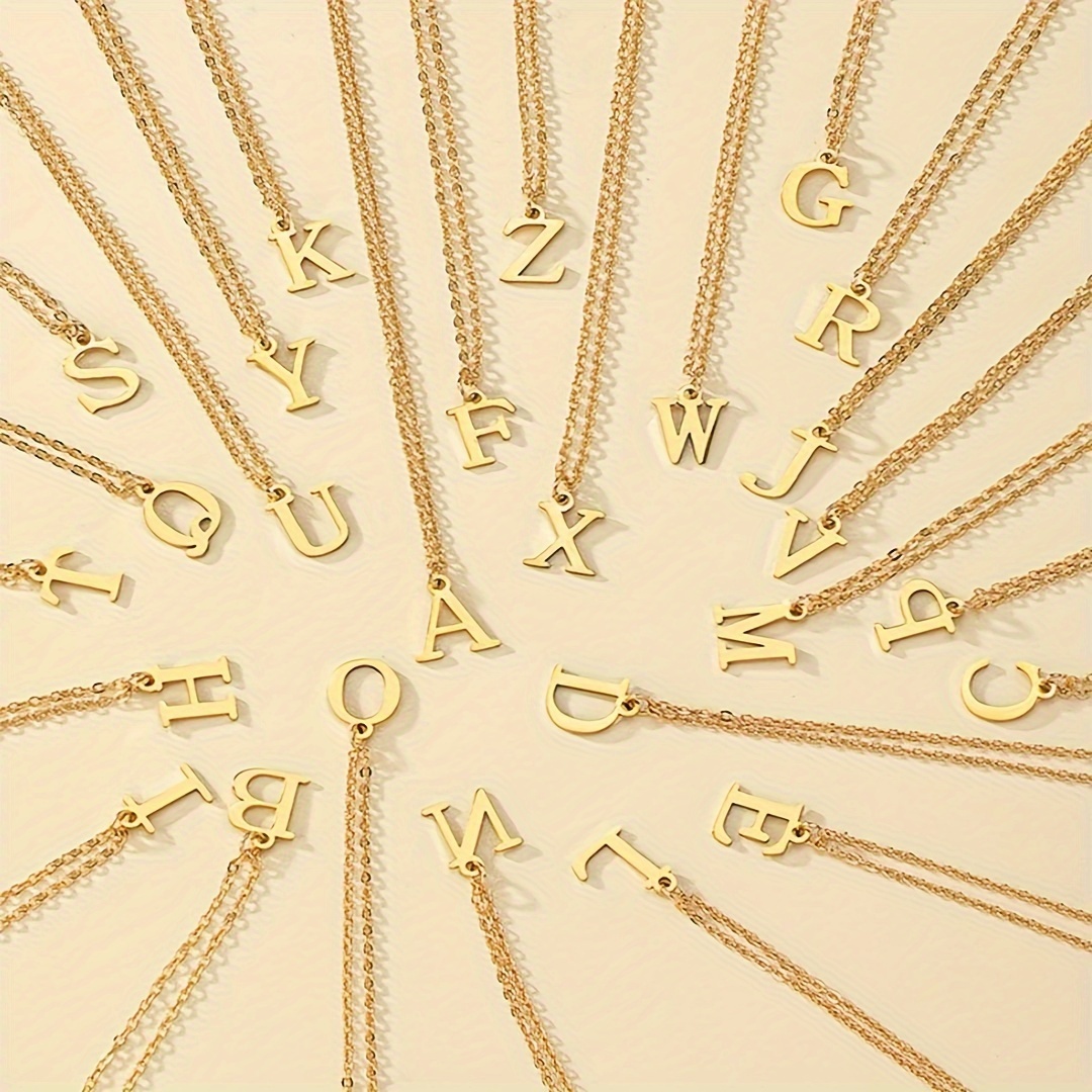 A z 26 Iniziali D'oro Nome Collana Ciondolo Lettera Alfabeti - Temu Italy