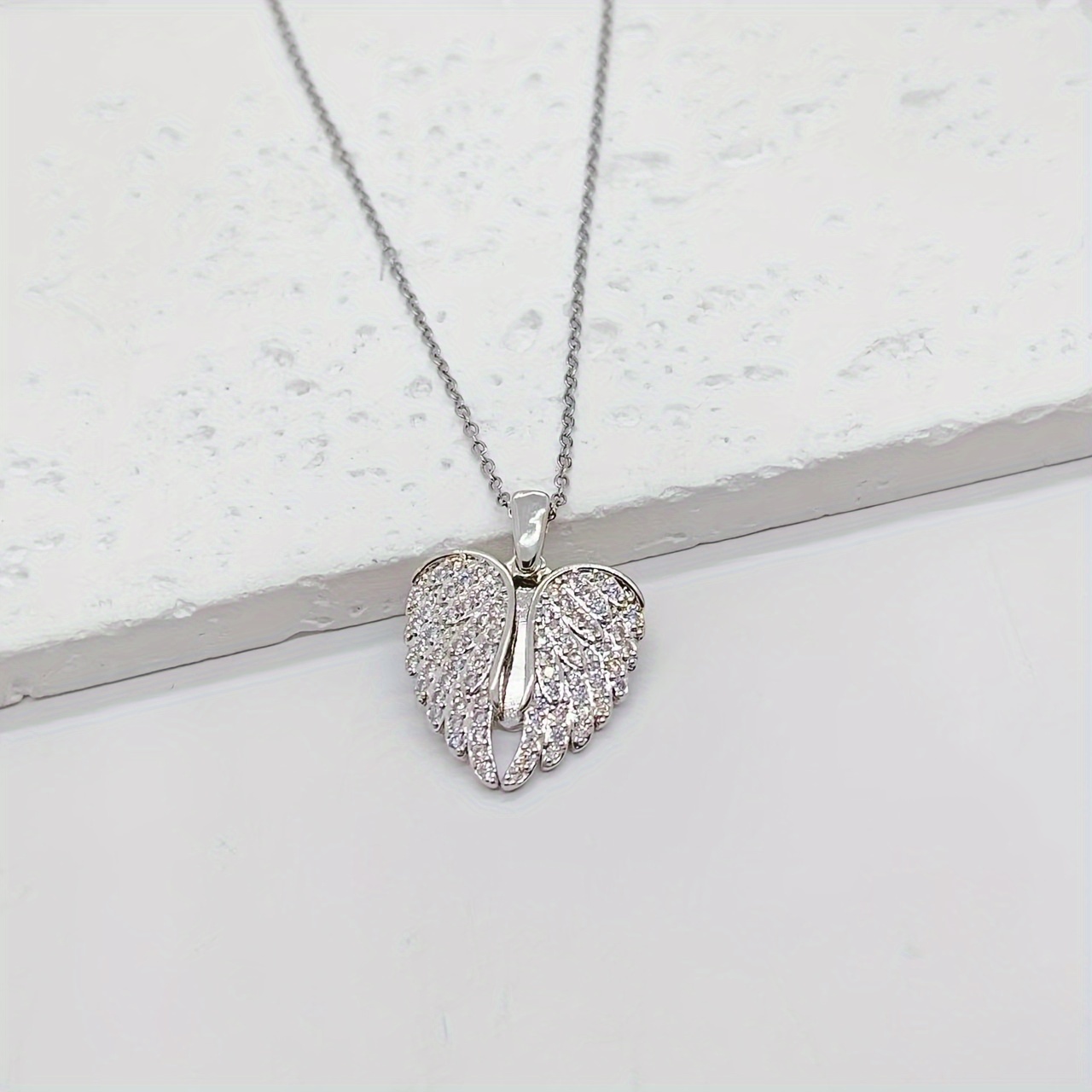 Titanium Steel Angel Wings Heart shaped Opening Pendant - Temu United ...