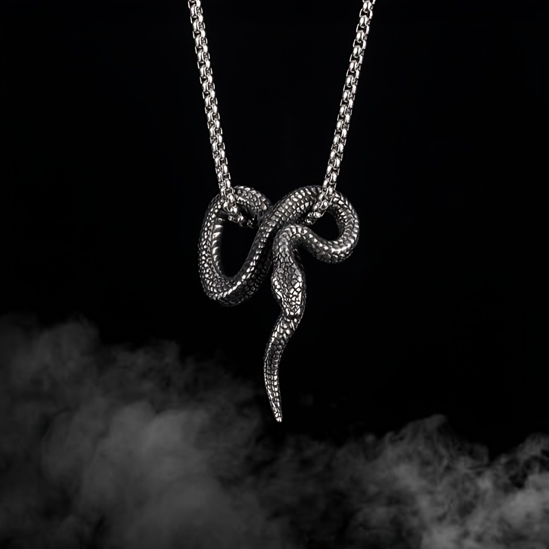 Retro Creative Snake Shaped Stainless Steel Pendant Necklace - Temu ...