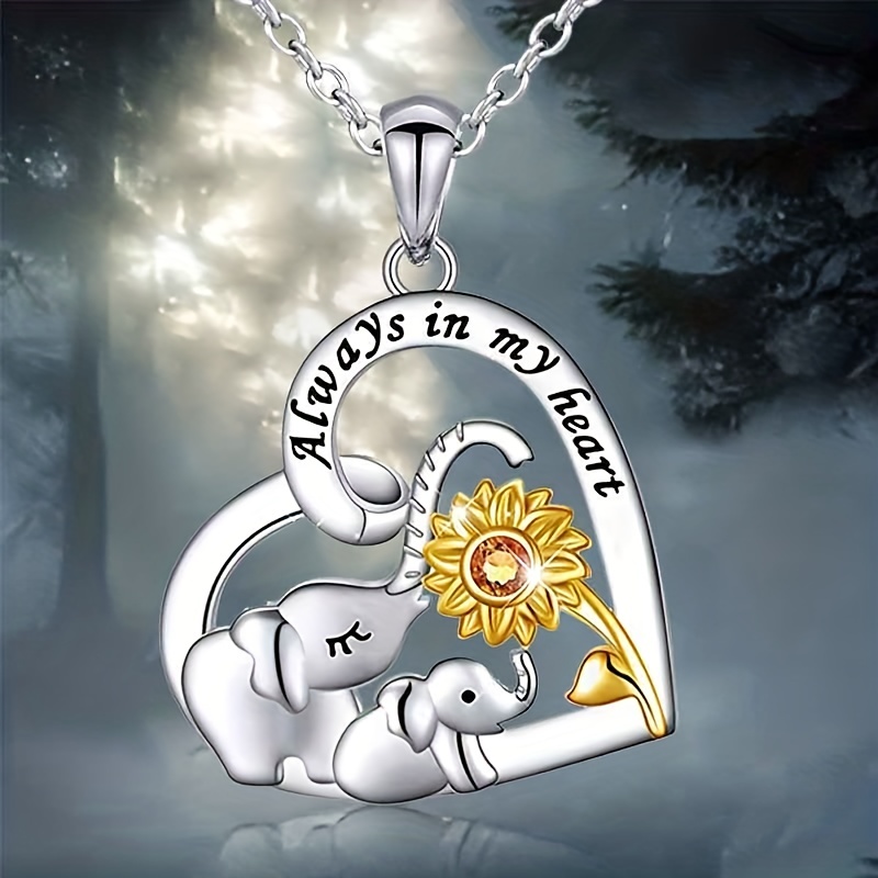 Heart Shape Elephant Hollow Pendant Necklace Fashion Animal - Temu ...