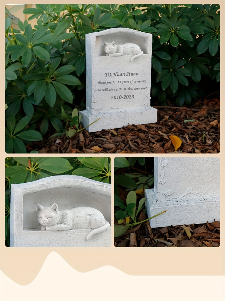 Upright Pet Headstone Cat Personalized Cat Memorial Stone - Temu