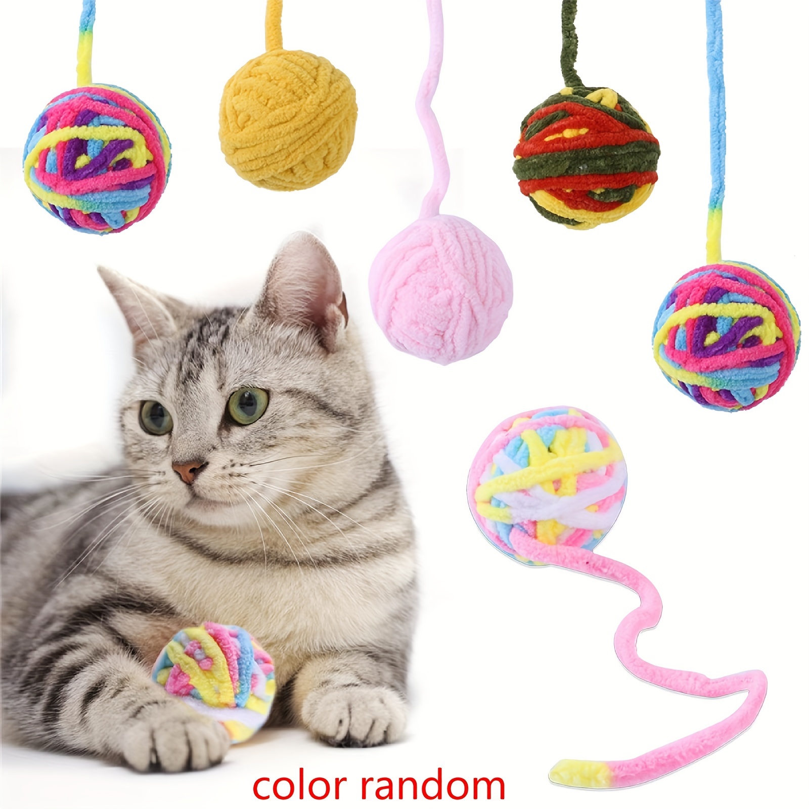 Interactive Pet Toy Cats Fun Chew Toy Random Color Ball - Temu Australia