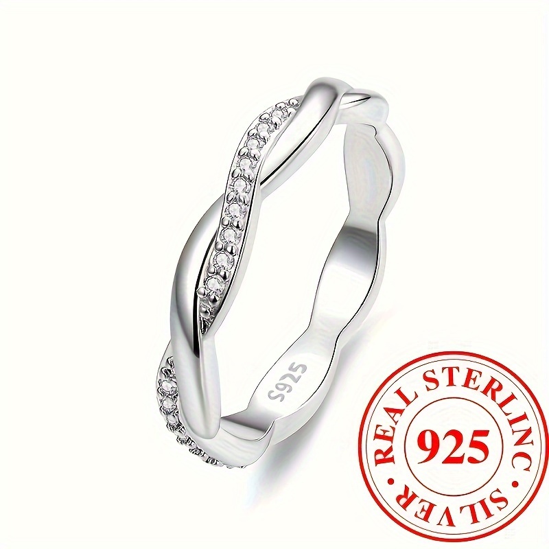 925 Sterling Silver Ring Trendy Intertwine Design Paved - Temu United ...