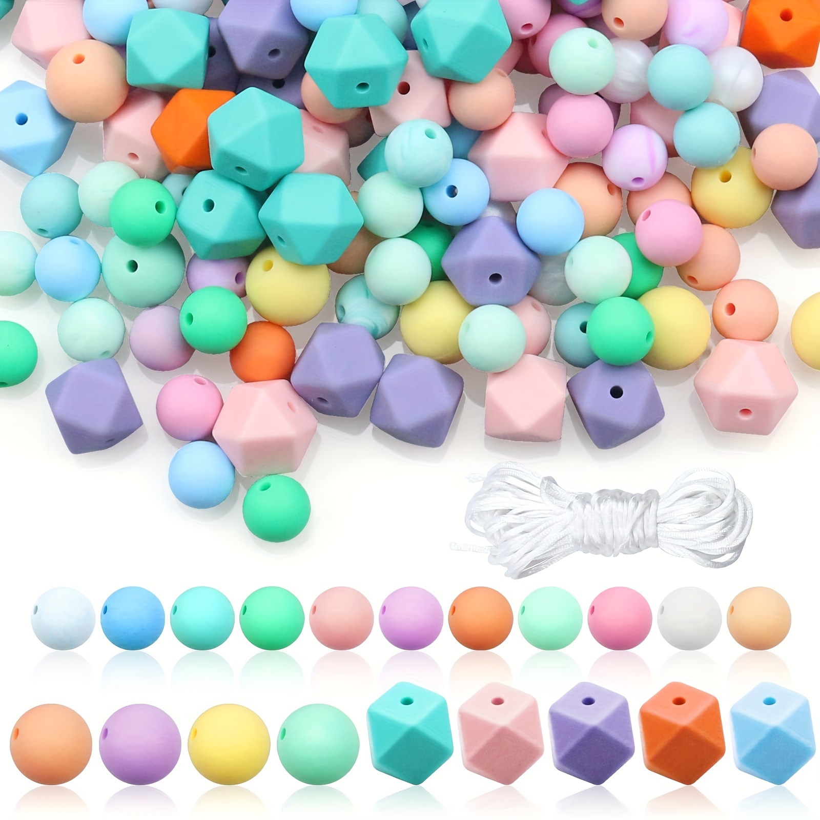 Silicone Beads, Silicone Loose Beads For Key Chain Making Round Rubber ...
