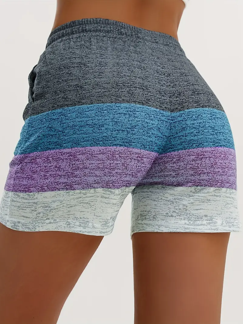 Color Block Coconut Tree Print Shorts Casual Drawstring Temu