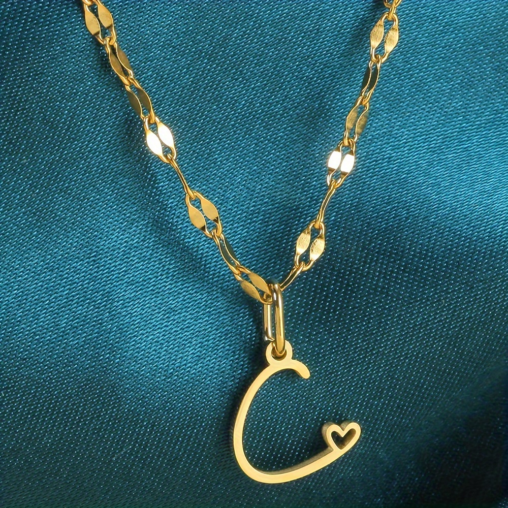 Letter Pendant Necklace Simple Elegant Stainless Steel Neck - Temu ...