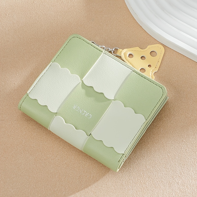 Cute Cheese Short Zero Wallet Color Blocking Card Holder - Temu Canada