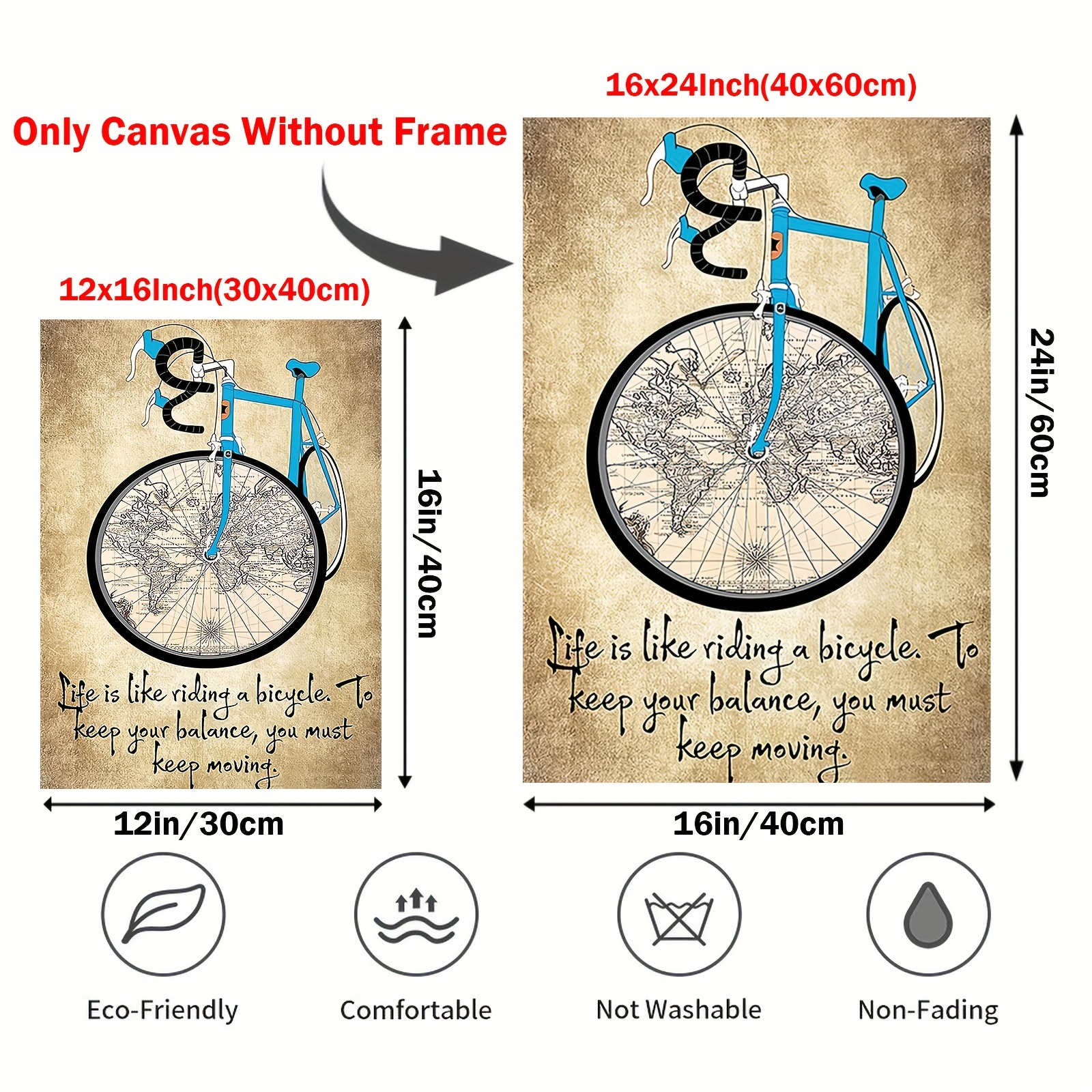 1 is like riding a bicycle funny quotes life poster art canvas wall ...