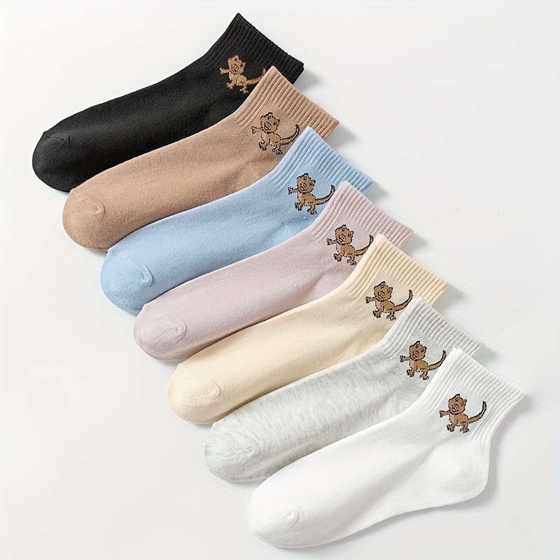 Cartoon Lizard Print Socks Simple Breathable Short Socks - Temu Denmark