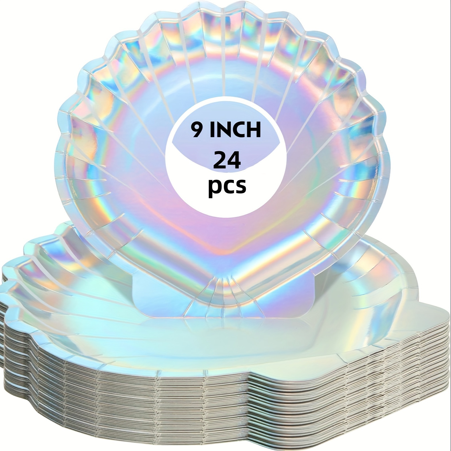 holographic mermaid seashell paper plates disposable - Temu Canada