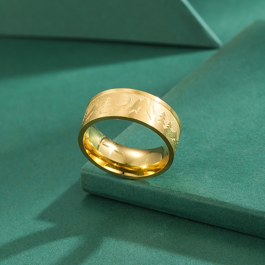 Mountain Forest Pattern Ring Silvery Ring Wedding Ring - Temu United ...