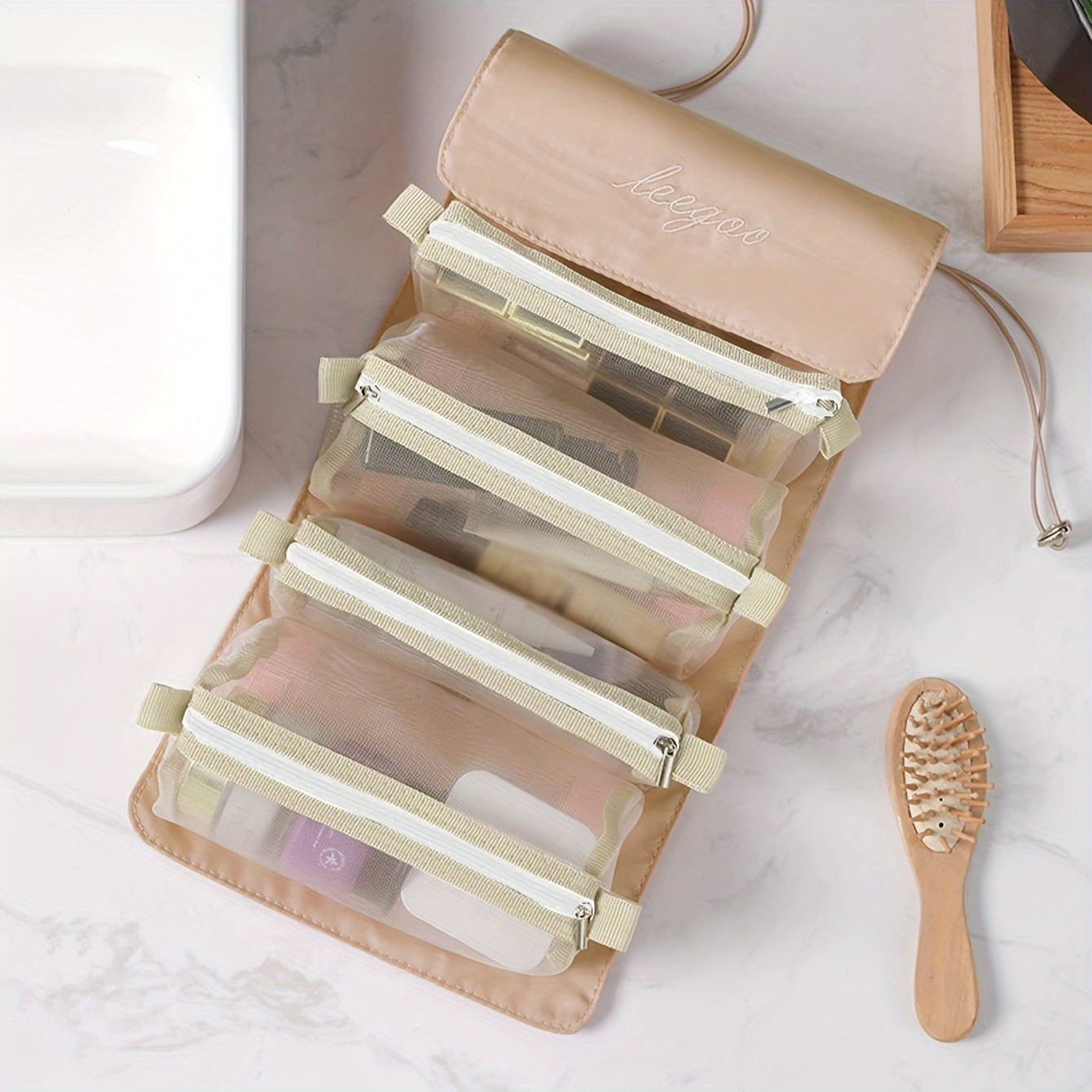 Foldable Toiletry Wash Travel Bag Makeup Cosmetic Bag - Temu Canada