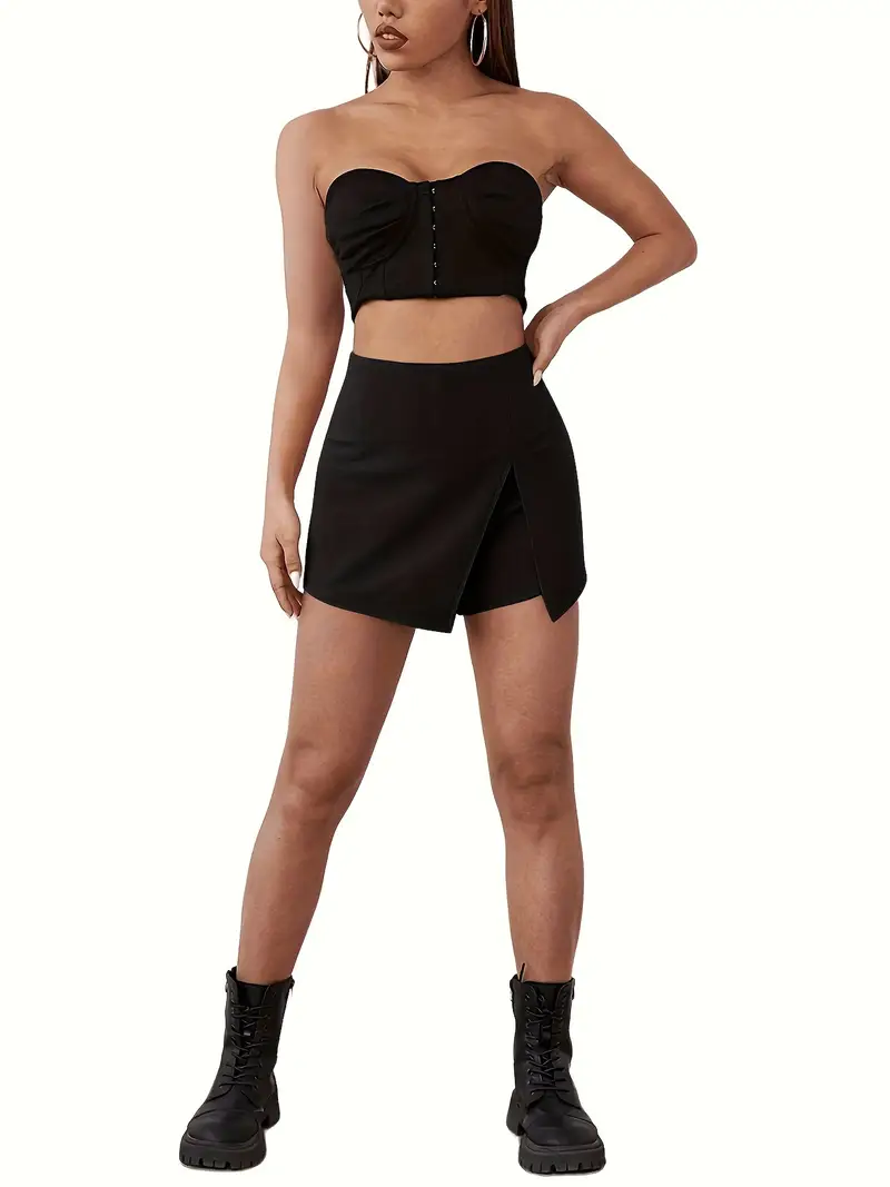 Solid Color High Waist Knitting Shorts Casual Split Skinny Temu New