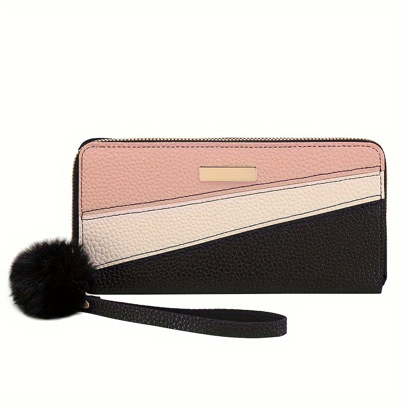 Trendy Colorblock Long Clutch Wallet Large Capacity Zipper - Temu ...