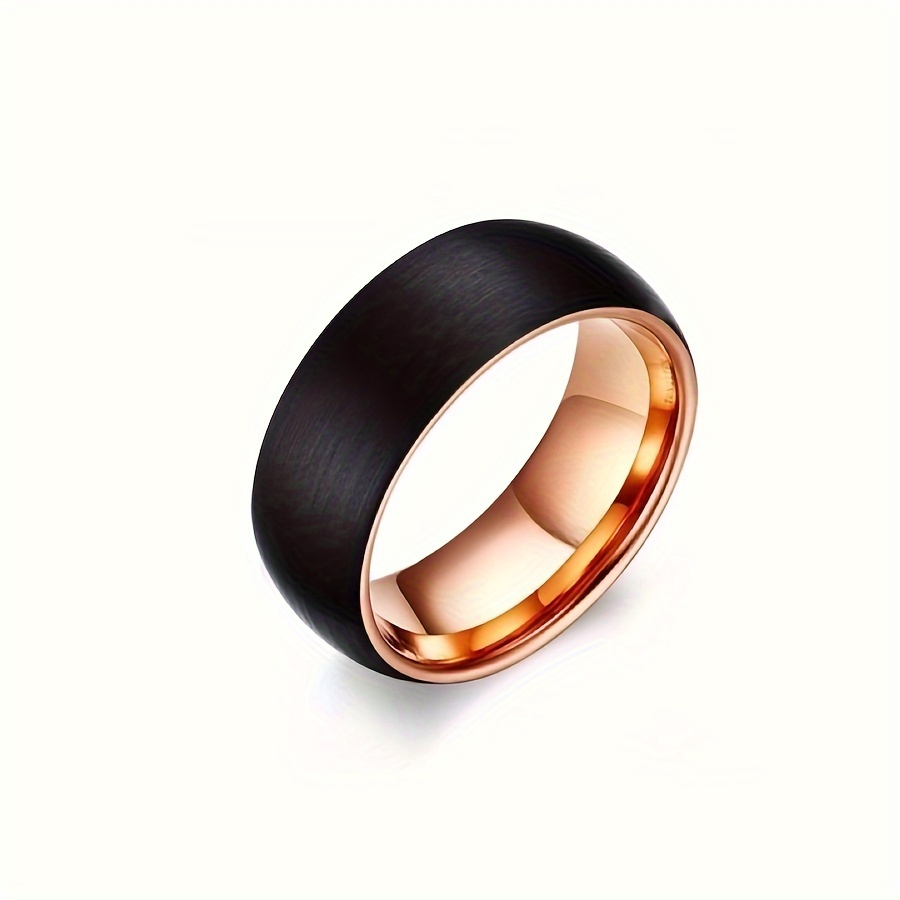 Wide Men's Fashion Trendy Black Ring Curved Stainless Steel - Temu ...
