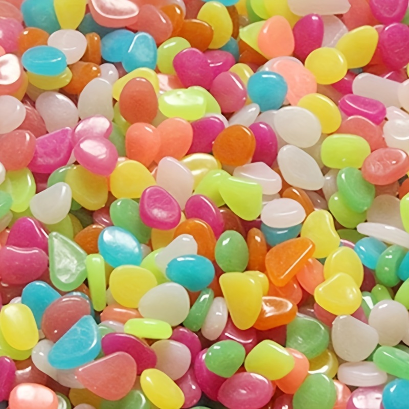 100pcs bag mixed luminous stones glow in dark garden pebbles fish ...