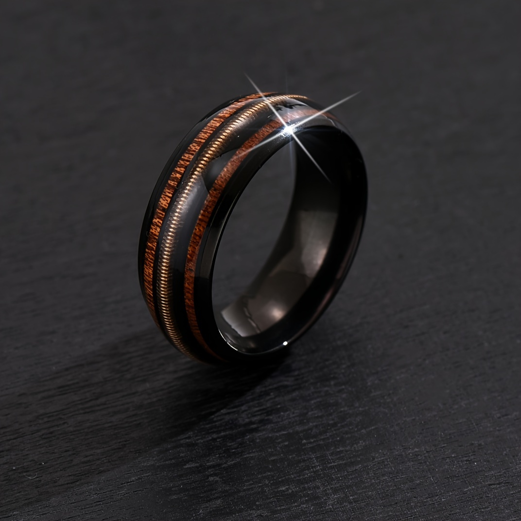 New Men's Vintage Black Golden Pattern Personality Ring - Temu United ...