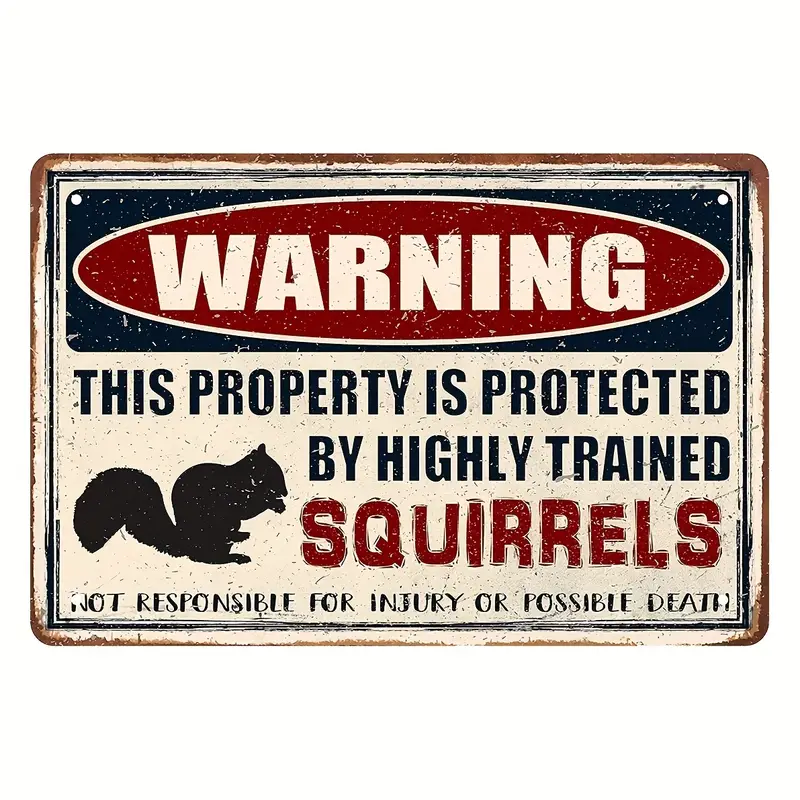 Squirrel Sign Funny Metal Tin Sign Protected Squirrels - Temu Squirrel Sign Funny Metal Tin Sign Protected Squirrels - Temu
