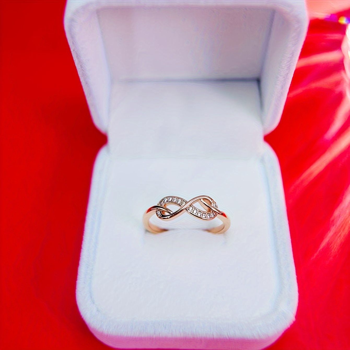 Women's Infinity Symbol Inlaid Zircon Ring Gift Box Wedding - Temu ...