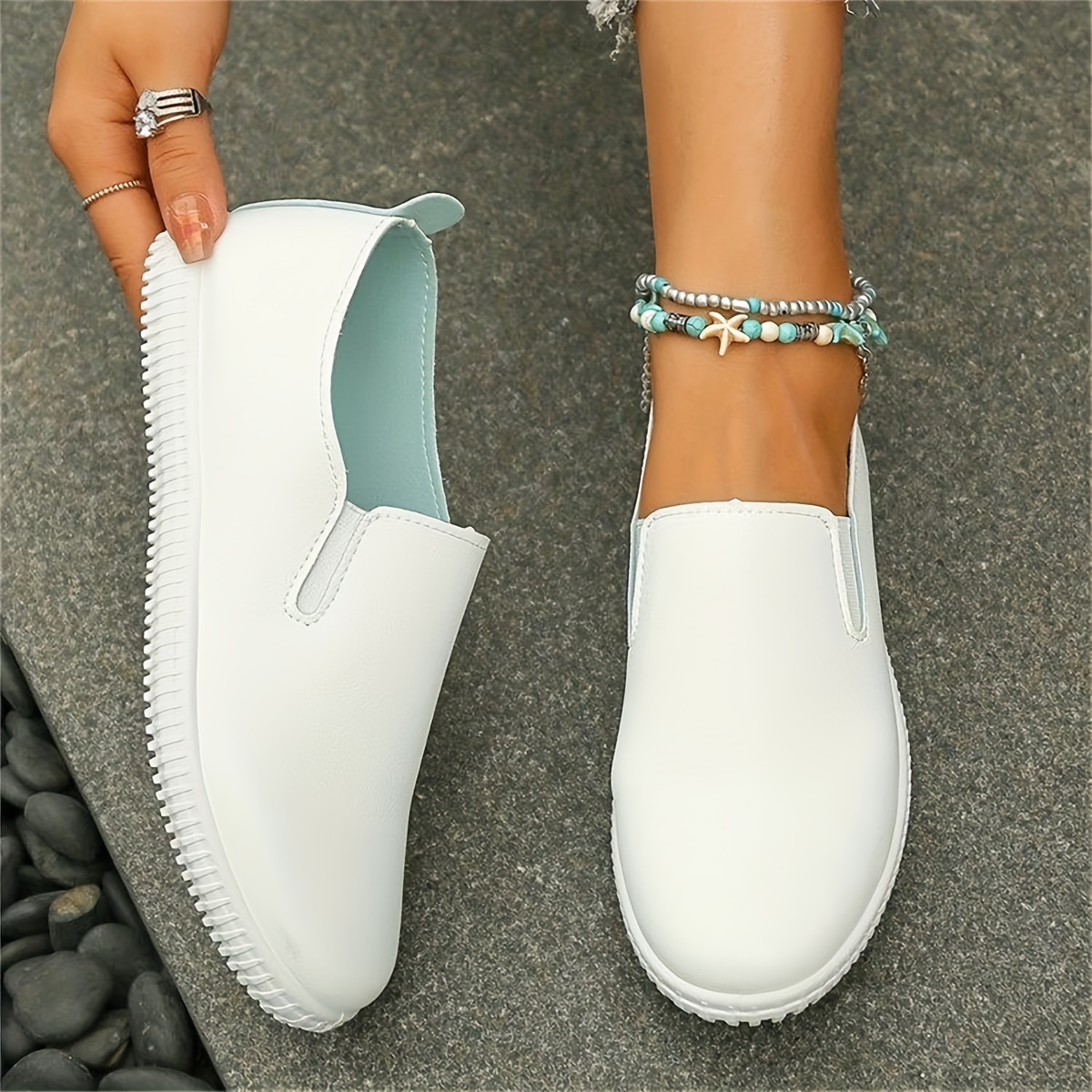 Solid Color Flat Shoes Women's Casual Slip Outdoor Shoes - Temu Canada
