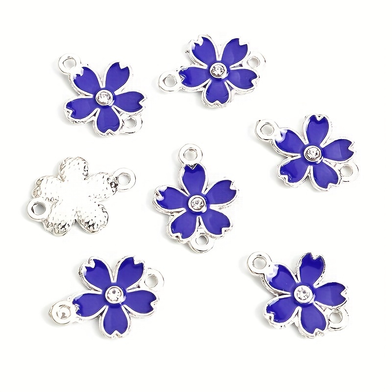 Rhinestones Inlaid Colourful Sakura Shape Enamel Connectors - Temu ...