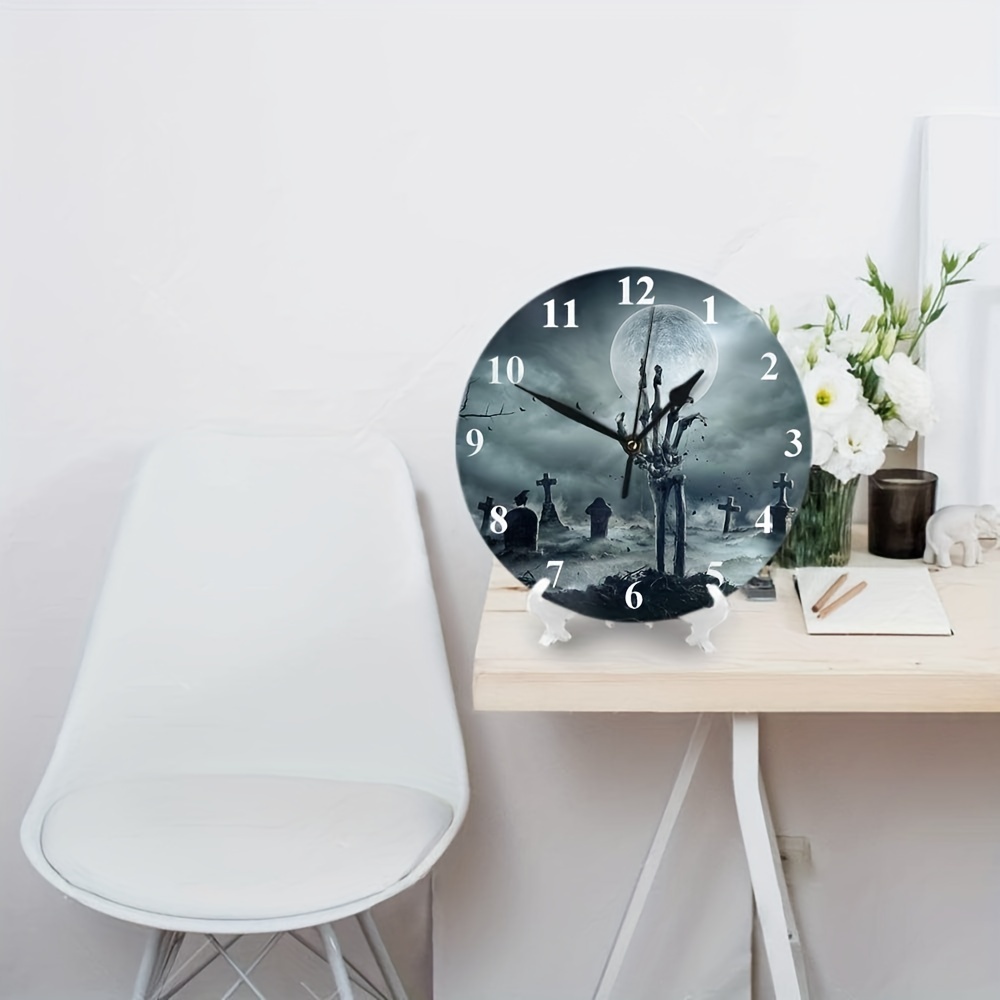 Grave Wall Clock Hand Bone Skeleton Cemetery Horror Fear - Temu