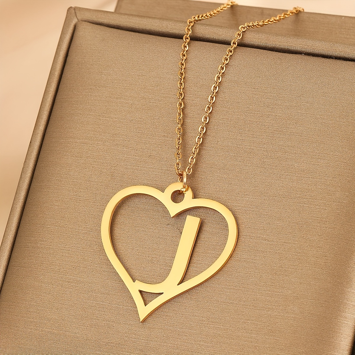 Men's Initial A-z Capital Letter Love Heart Pendant Necklace, Alphabet ...