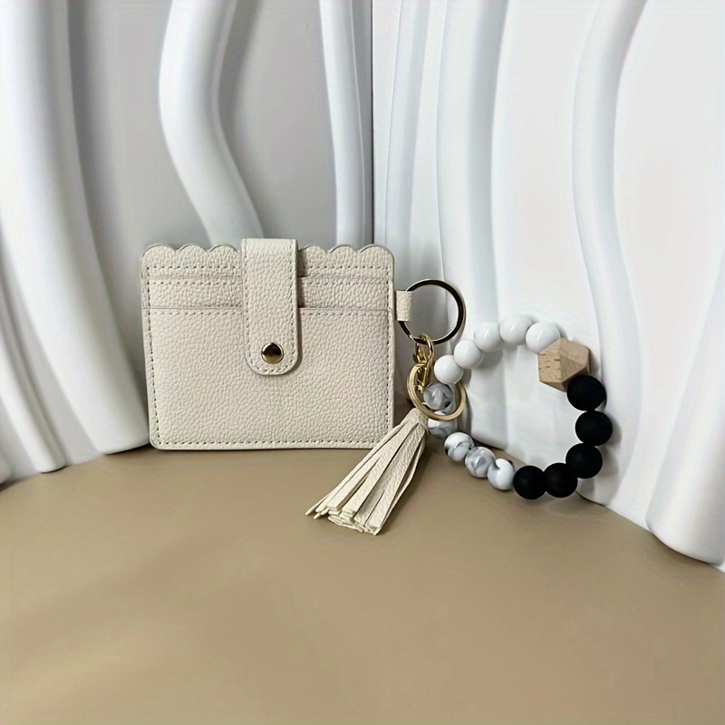 Trendy Card Bag Key Sleeve Beaded Bracelet Tassel - Temu Canada