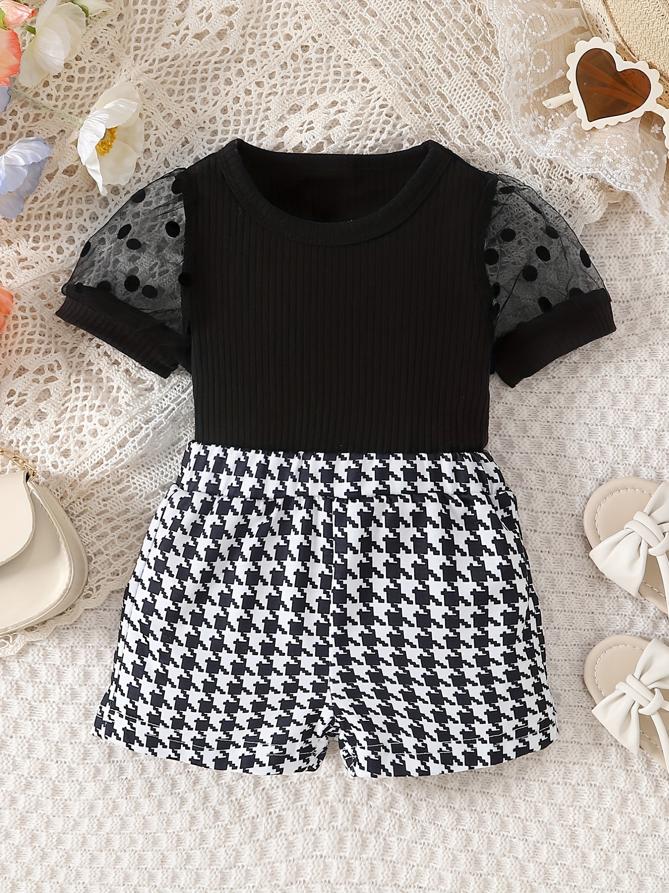 Toddler Baby Girls Stylish Dotted Mesh Sleeve Top - Temu Australia
