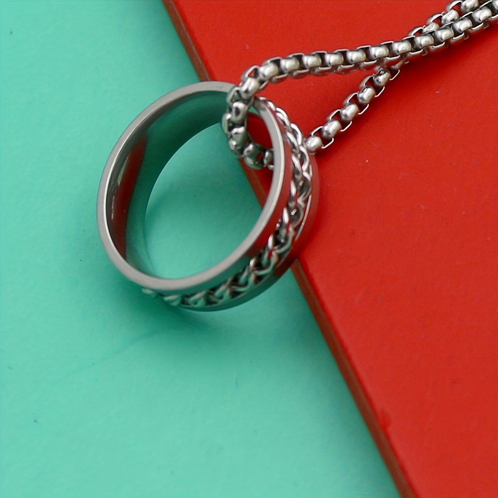 1pc Herrenmode Halskette, Gravierte Namens-edelstahl-halskette, Passende Legierungsringe ...