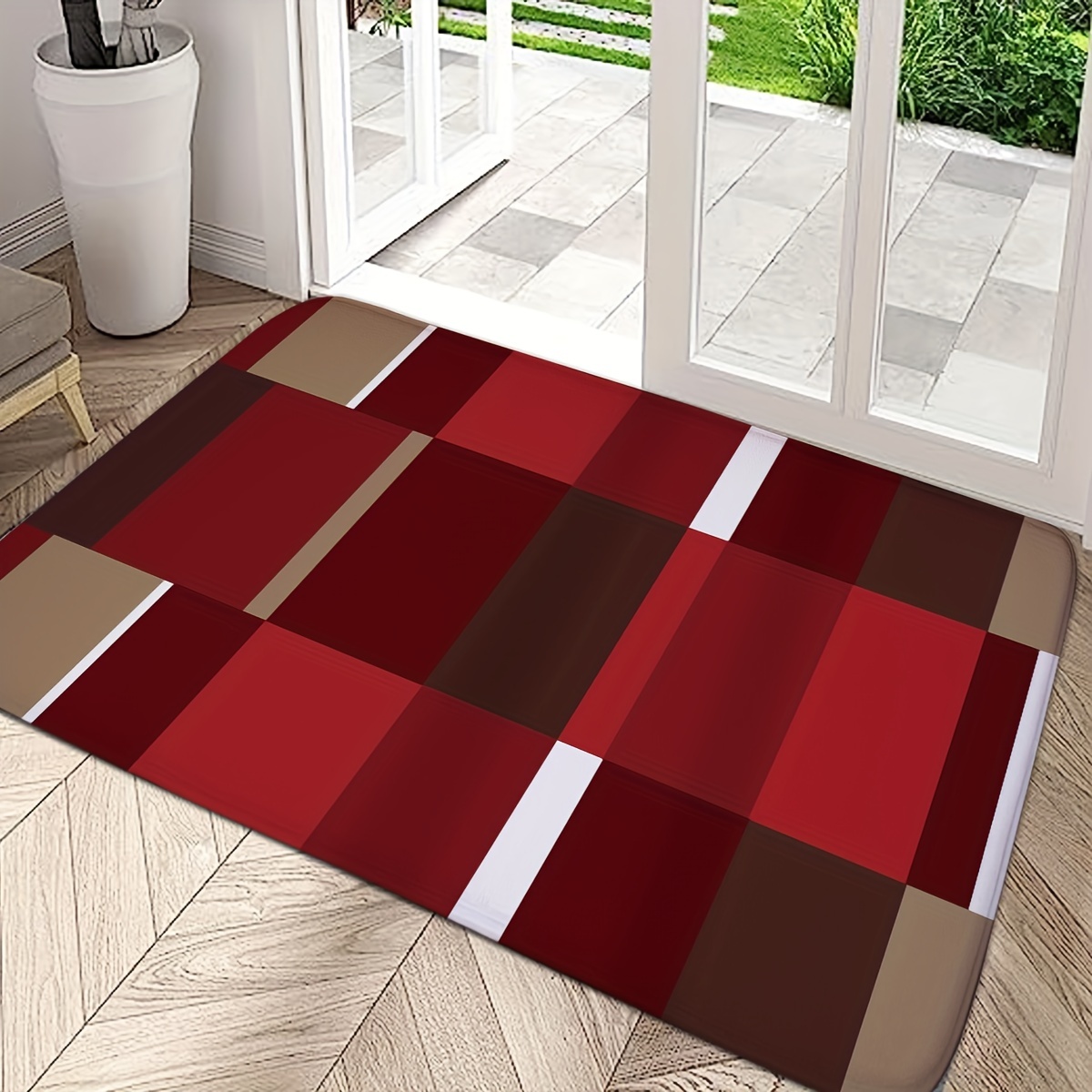 Classic Geometric Pattern Doormat Dirt Resistant Rug Low - Temu Australia