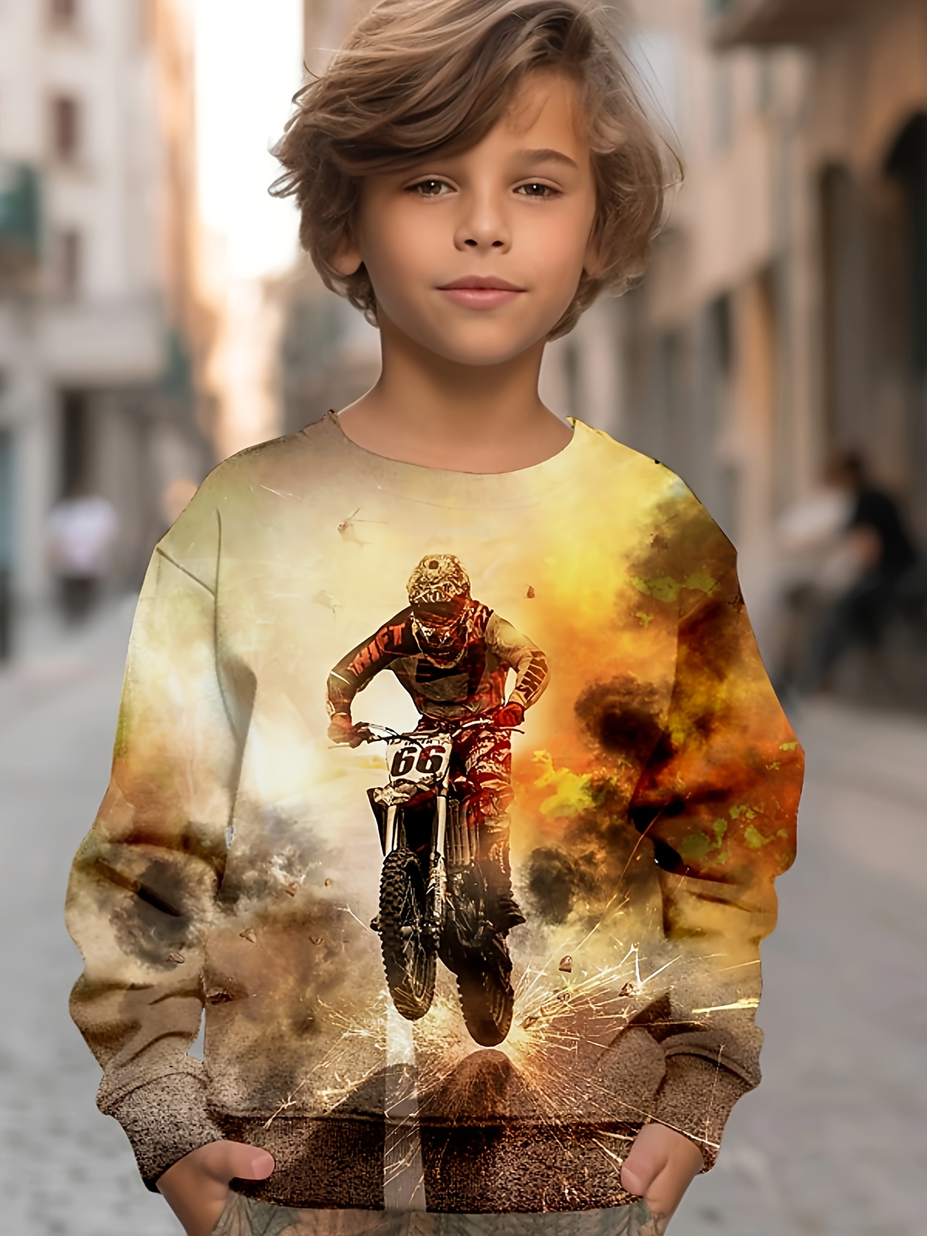 cool motorcycle rider 3d print sweatshirt boys casual - {region_name}