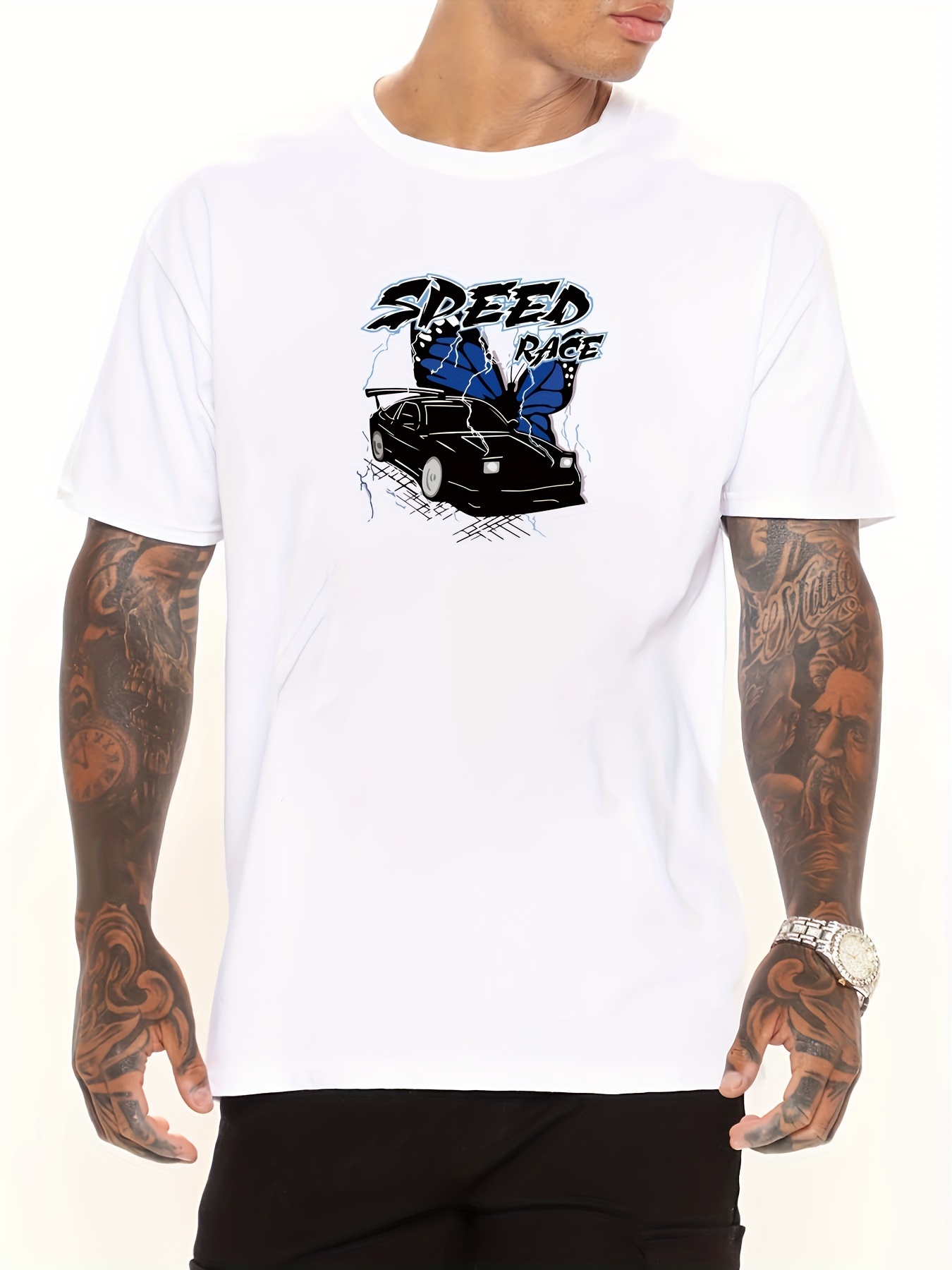 Plus Size Men's Speed Race Car Print T shirts Casual - Temu New Zealand
