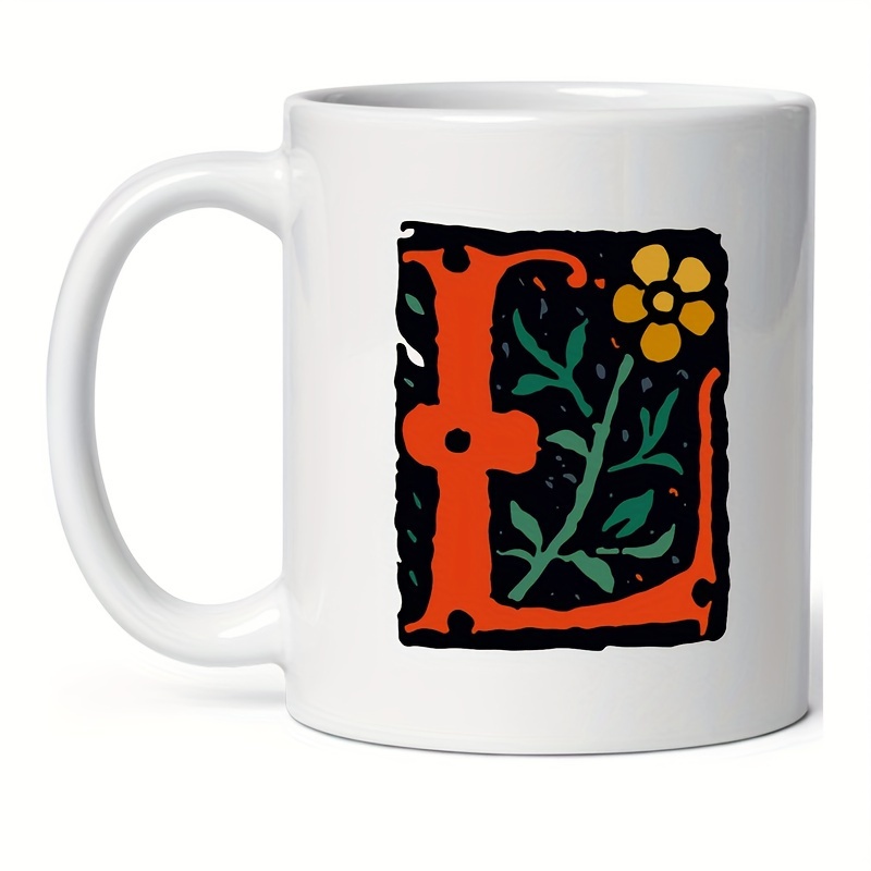 L Flower Coffee Mug Ceramic Coffee Cups Surname Water Cups - Temu Australia