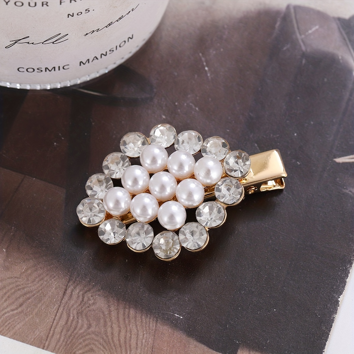 Diamond Shaped Duck Billed Clip Rhinestone Faux Pearl Hair - Temu ...