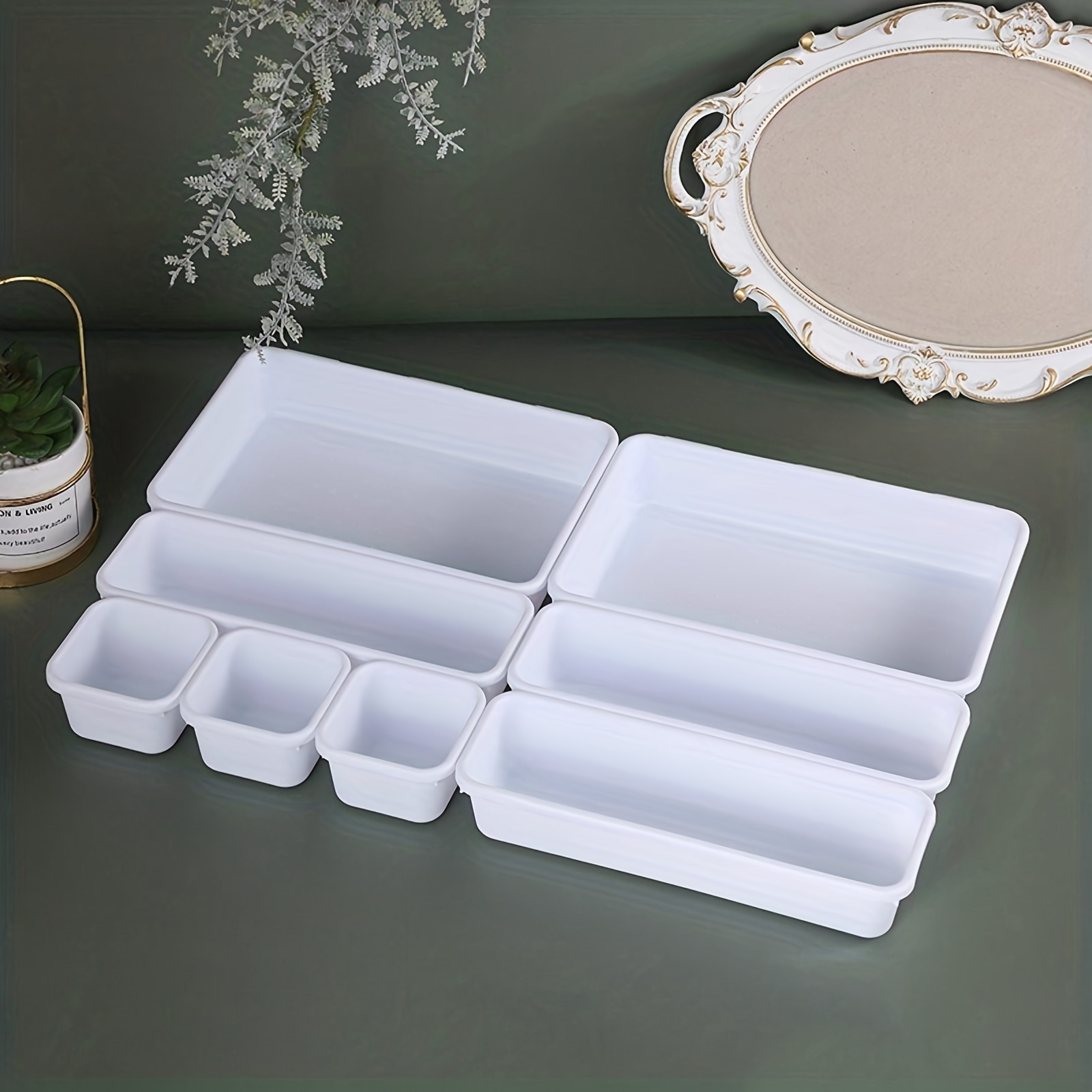 8pcs Set Desk Drawer Storage Tray Plastic Drawer Divider - Temu United ...