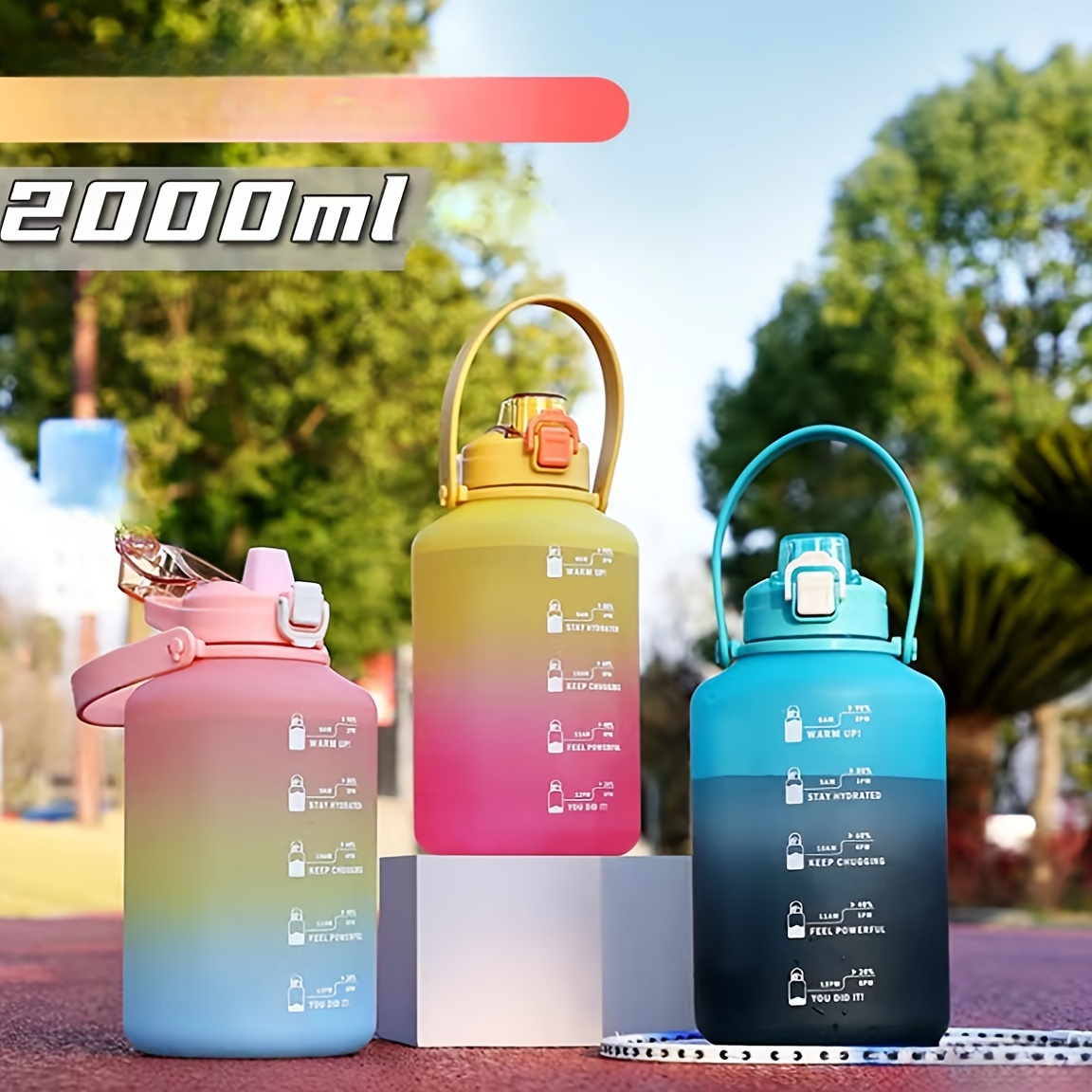 1pc 2000ml Large Capacity Leakproof Sports Water Kettle With Time Scale ...