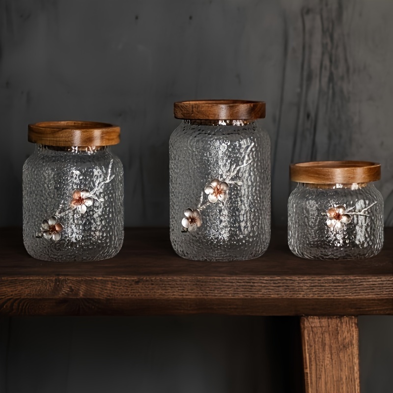 Food Jars Canisters Hammer Pattern Glass Teapot With Wooden - Temu