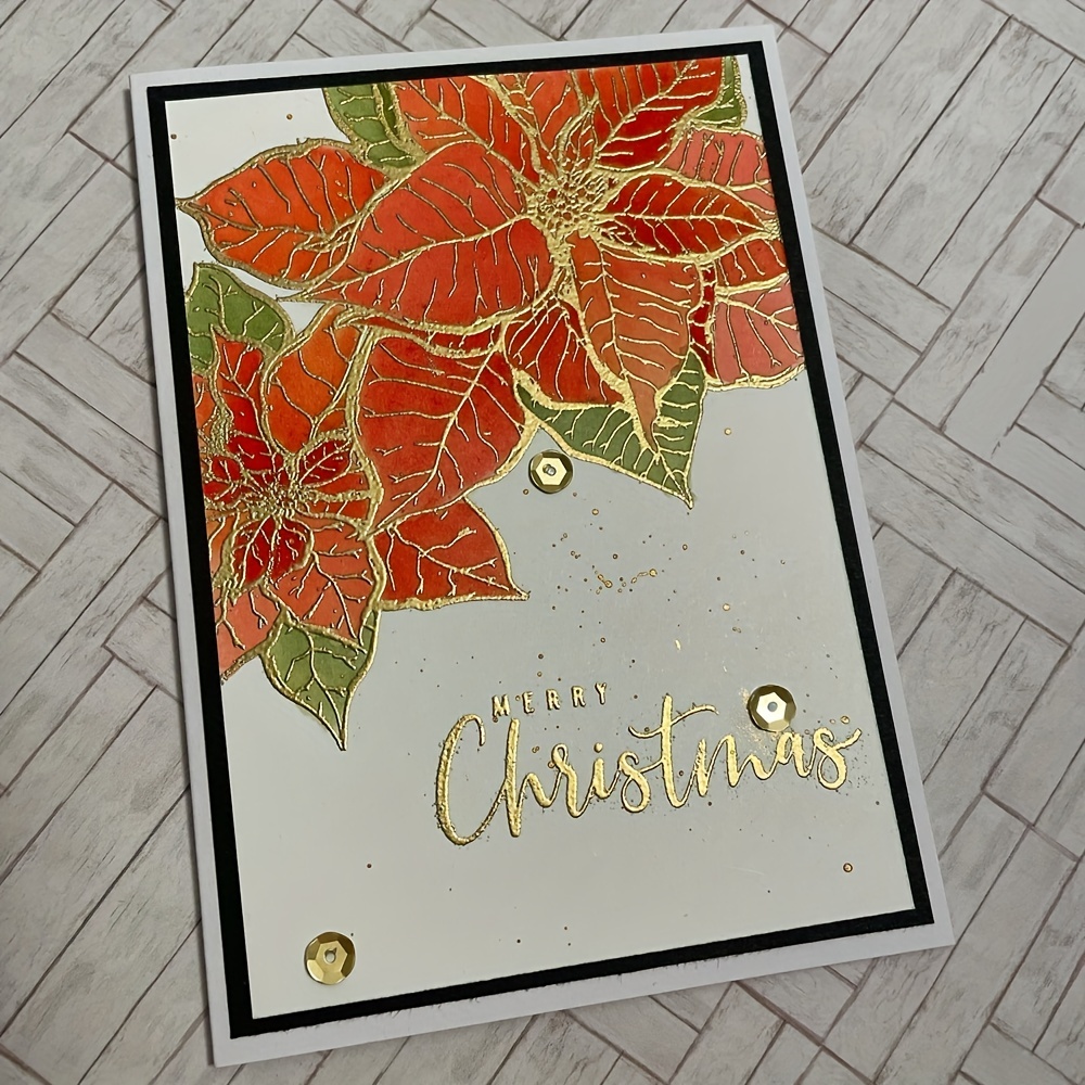 Poinsettia Blessings Stamp For Diy Scrapbooking Album Card - Temu