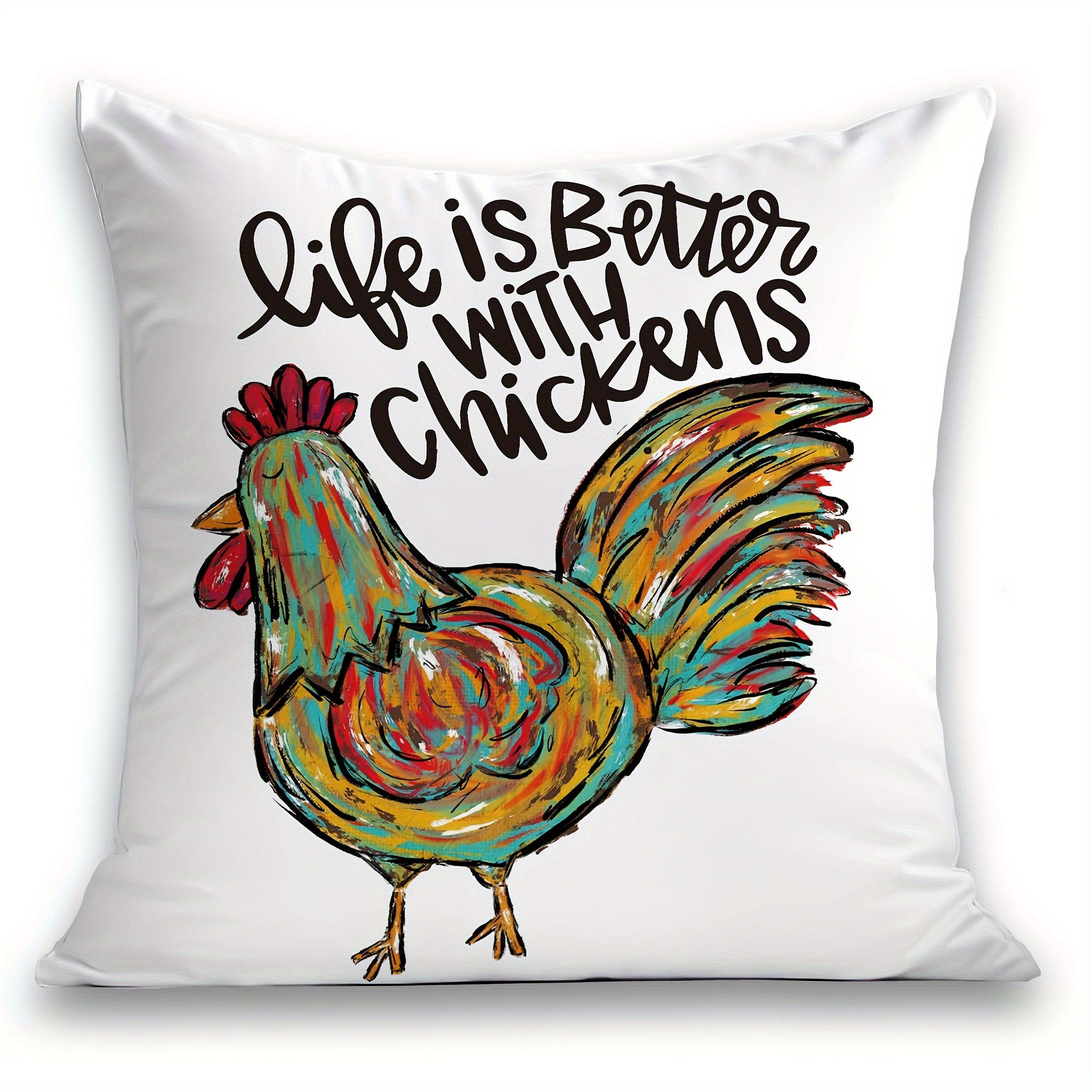 Chicken Pillow Cover Life Better Chicken Throw Pillow Covers - Temu ...