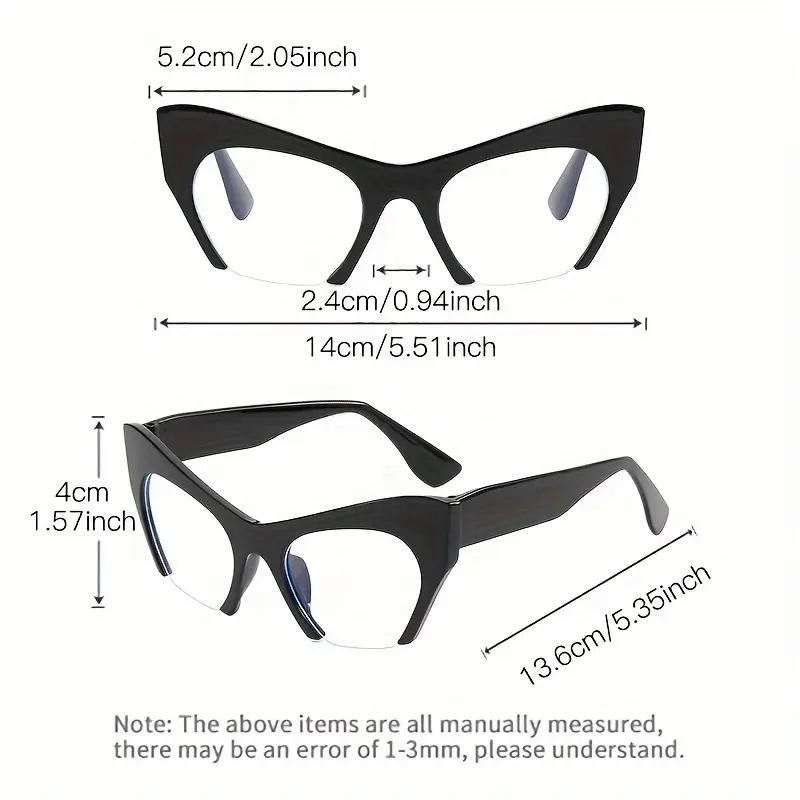 Blue Light Blocking Glasses Large Cat Eye Semi Rimless Clear Temu Philippines