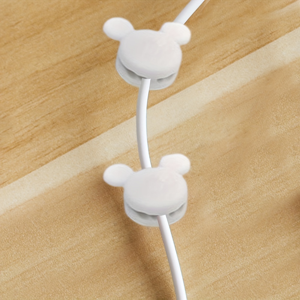 tpr desktop fixer round ear cord clip double hole hub cartoon cord wire ...